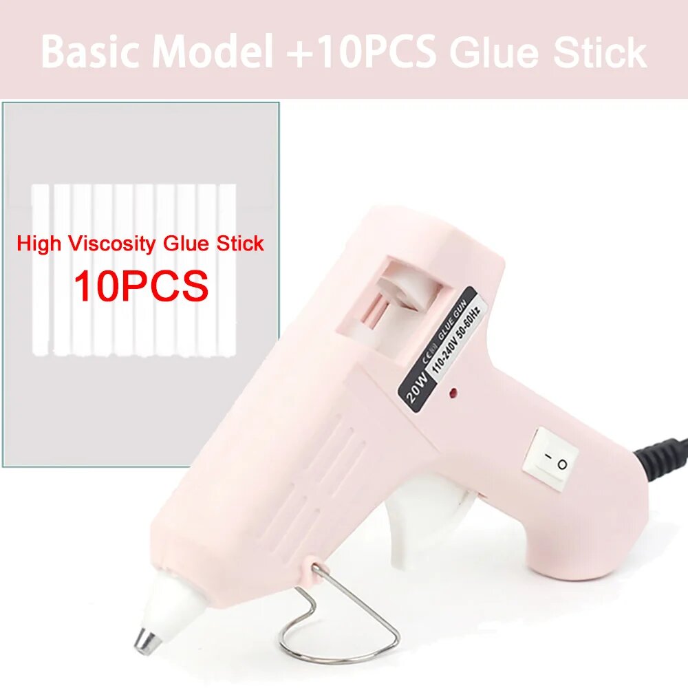 Термоклеевой пистолет 20 Вт для детей US, Add 10PCS Glue Stick1
