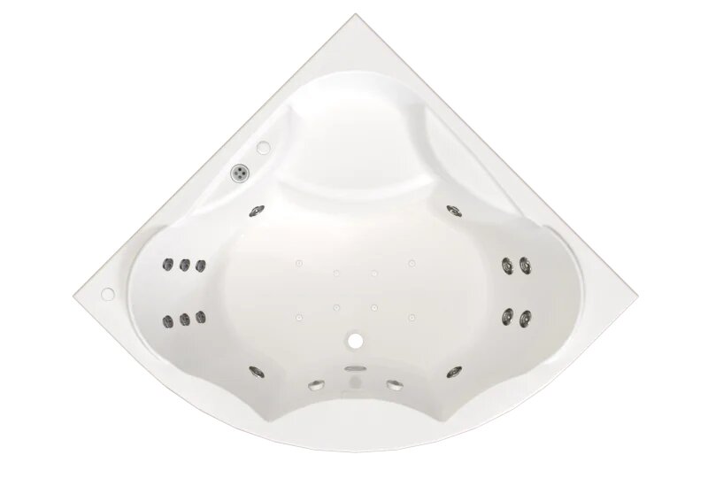 Акриловая ванна Radomir Сандра Терапия 150x150 см угловая, пристенная, с гидромассажем, белая, с каркасом, с экраном и сиденьем