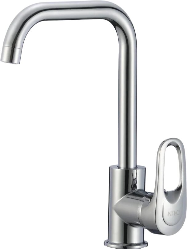 Смеситель для кухни D-lin D155404-L с поворотным изливом, хром, глянцевый, однорычажный, латунный, с керамическим картриджем
