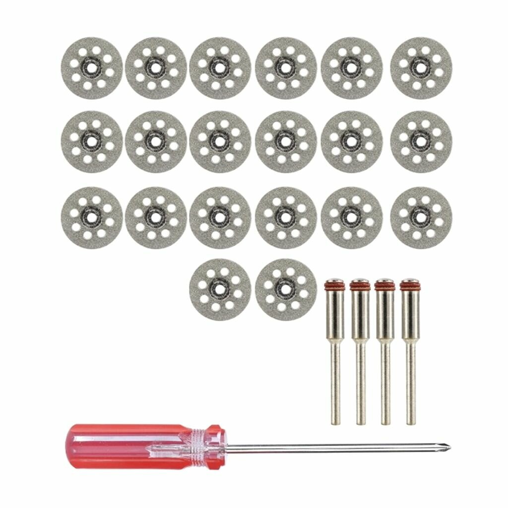 25 штук алмазных отрезных дисков с роторным инструментом и отверткой