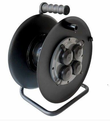 Катушка пластиковая Mini, 4 розетки с заземлением с крышками IP44