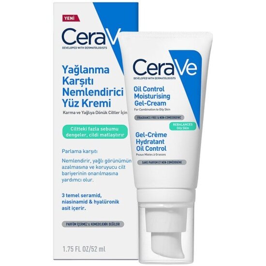 Гель-крем для лица Cerave матирующий для жирной и комбинированной кожи лица, 52 мл