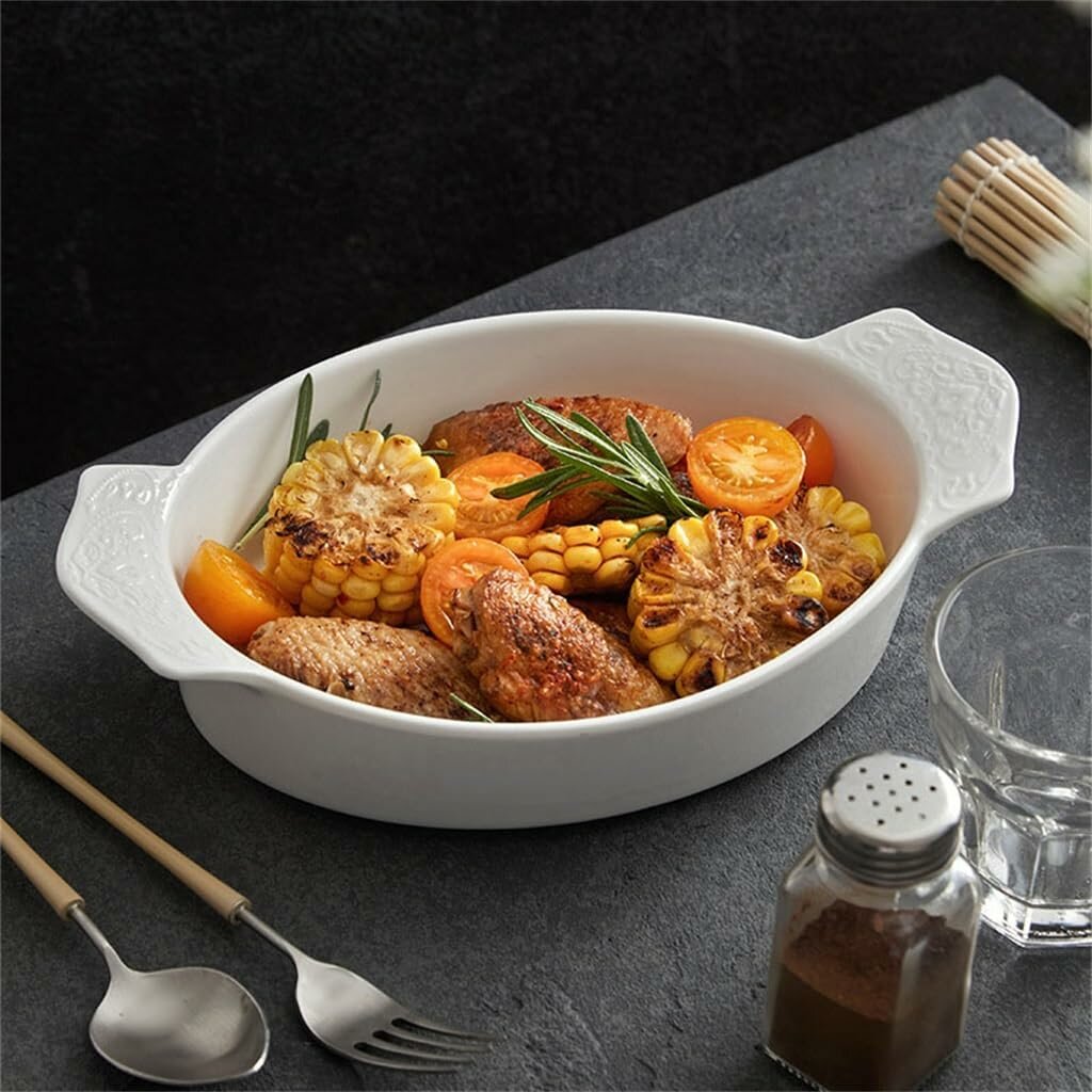 "Русь" Блюдо (шубница) фарфоровое 270х162х52мм, с ручками, белый, рельефный декор