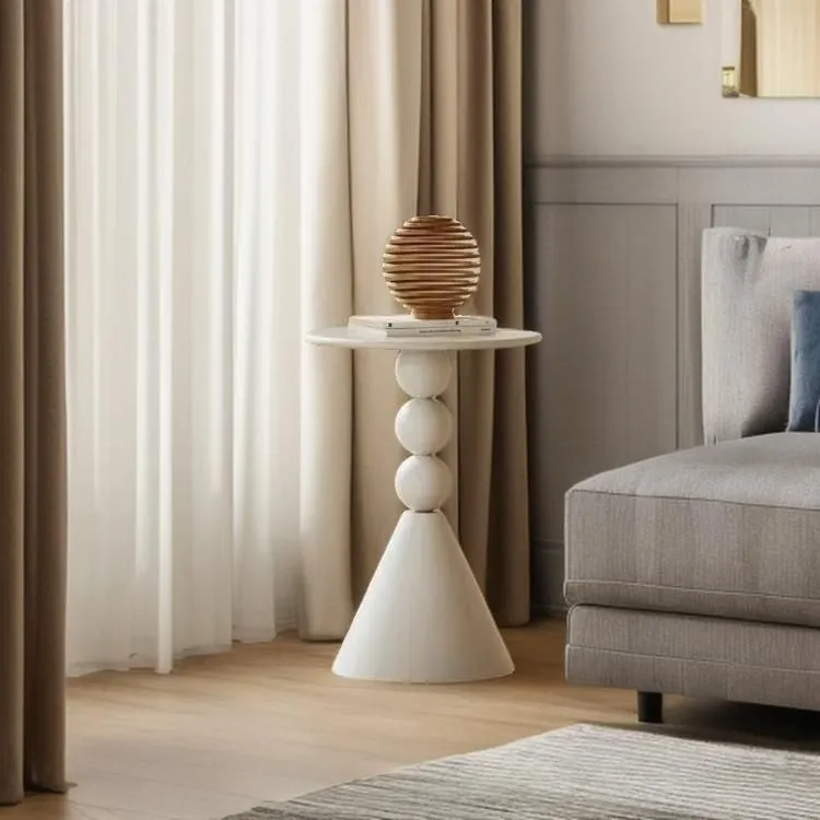 Кофейный стол «Креативный европейский стиль», металлический материал, лаковая поверхность, круглый, молочного цвета