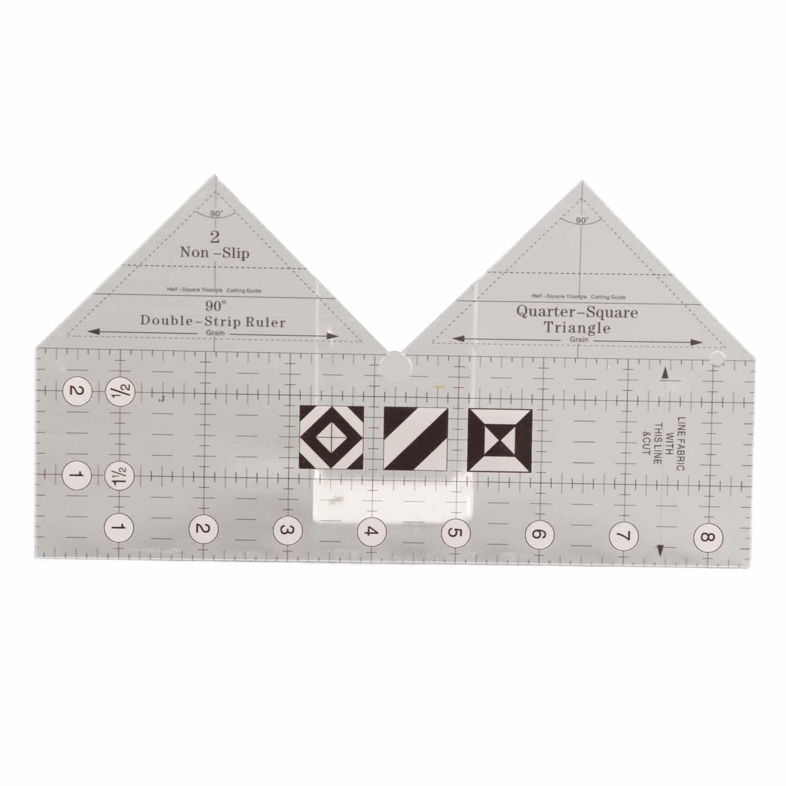 Линейка с двойной полосой 45/60/90 градусов, прозрачный акрил, нескользящая, направляющая для резки треугольника в четверть круга для шитья, 45 градусов, 60 градусов, 90 градусов