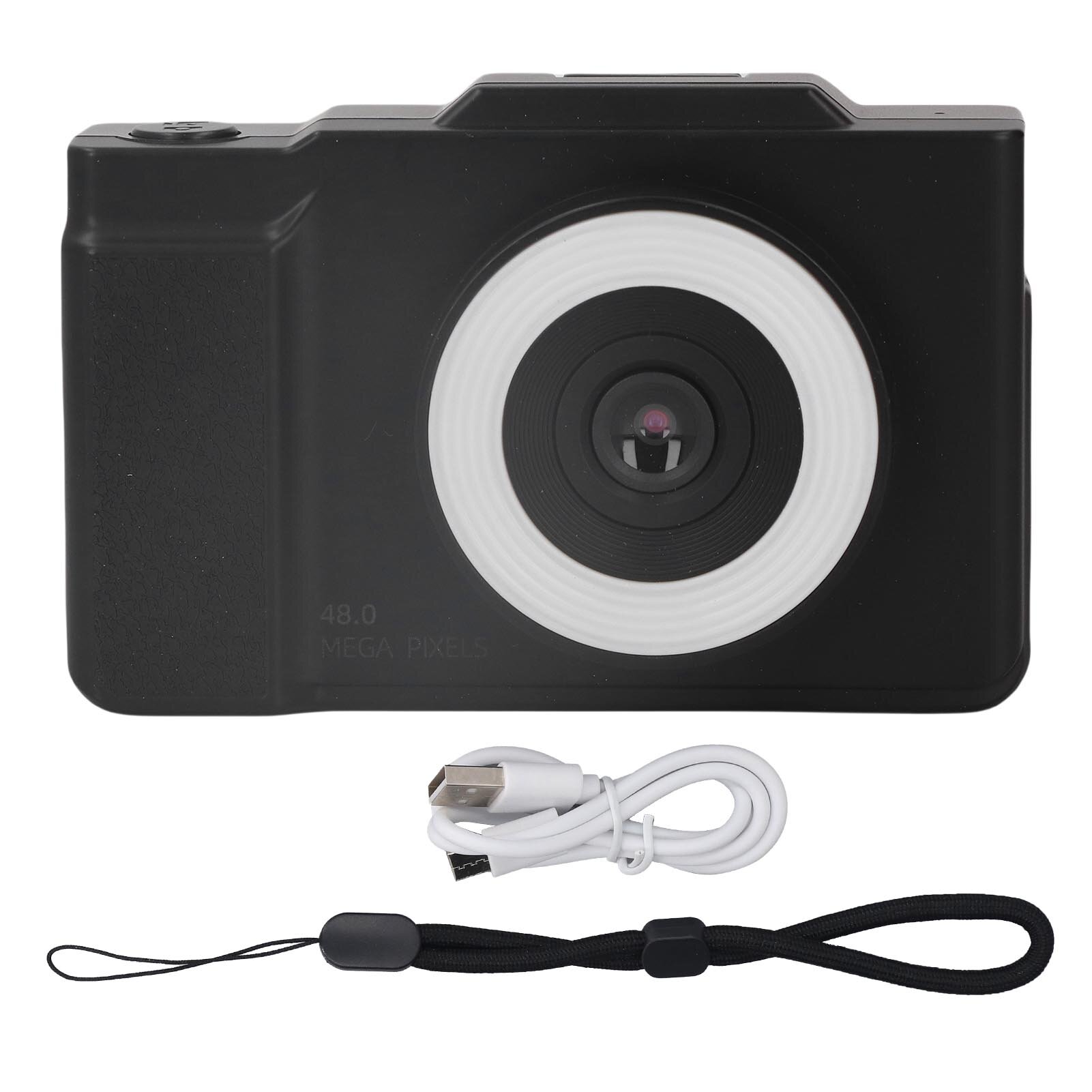 1080P 48MP Digital Camera Auto Focus Selfie Camera with 16x Digital Zoom 2.8 Inch Flip Screen for Travel Photography Black