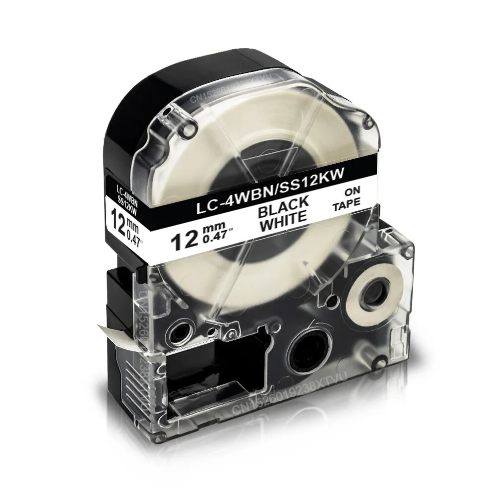 Лента для принтера этикеток LC-4WBN/SS12KW 12 мм, Black on White