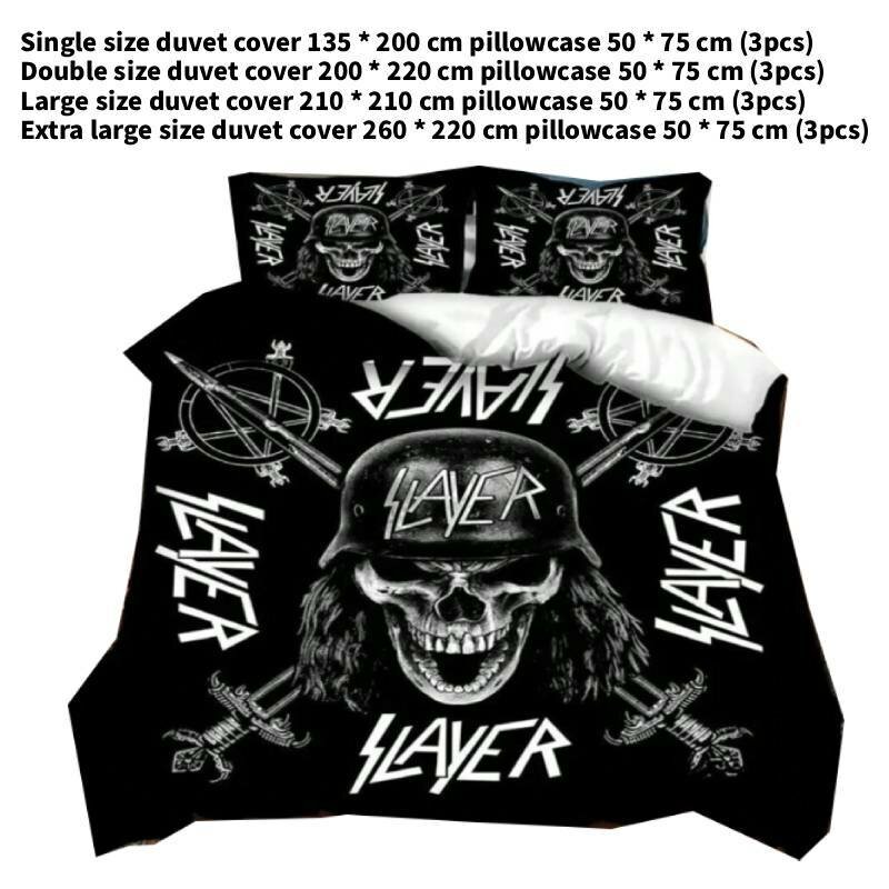 Постельное белье для детей метал-группа Slayer 3 предмета с активнодегерированным тканым для оформления спальни 130x200см