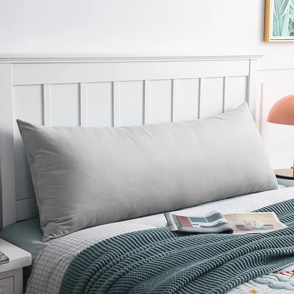 Бархатная удобная большая наволочка для подушки 50x70 см 50x138 см 50x152 см, плюшевая длинная наволочка для сна, Стандарт здоровья Белый, 50x120cm, Silver Grey