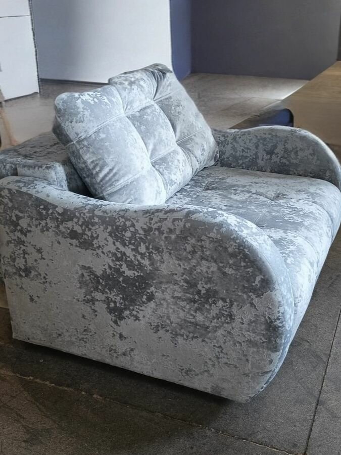 Кресло кровать с подлокотниками, велюр светло серый, 90х190, для дома, для дачи, на балкон, на кухню