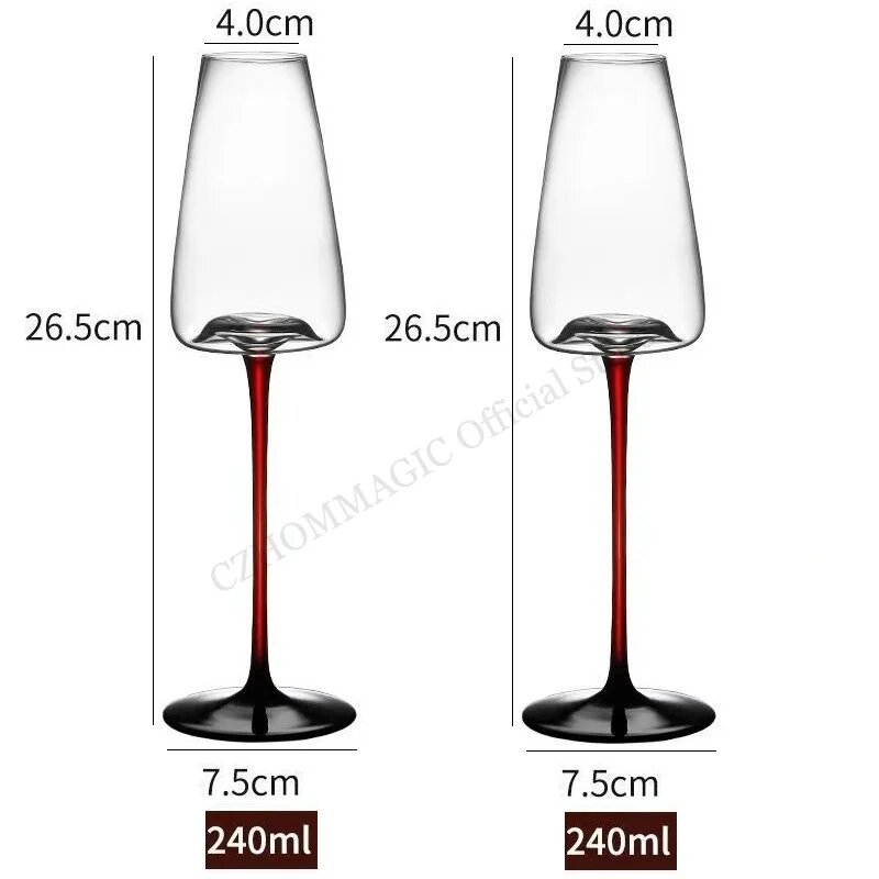 Бокалы для красного вина CZHOMMAGIC 700/460/260 мл, Бордовый