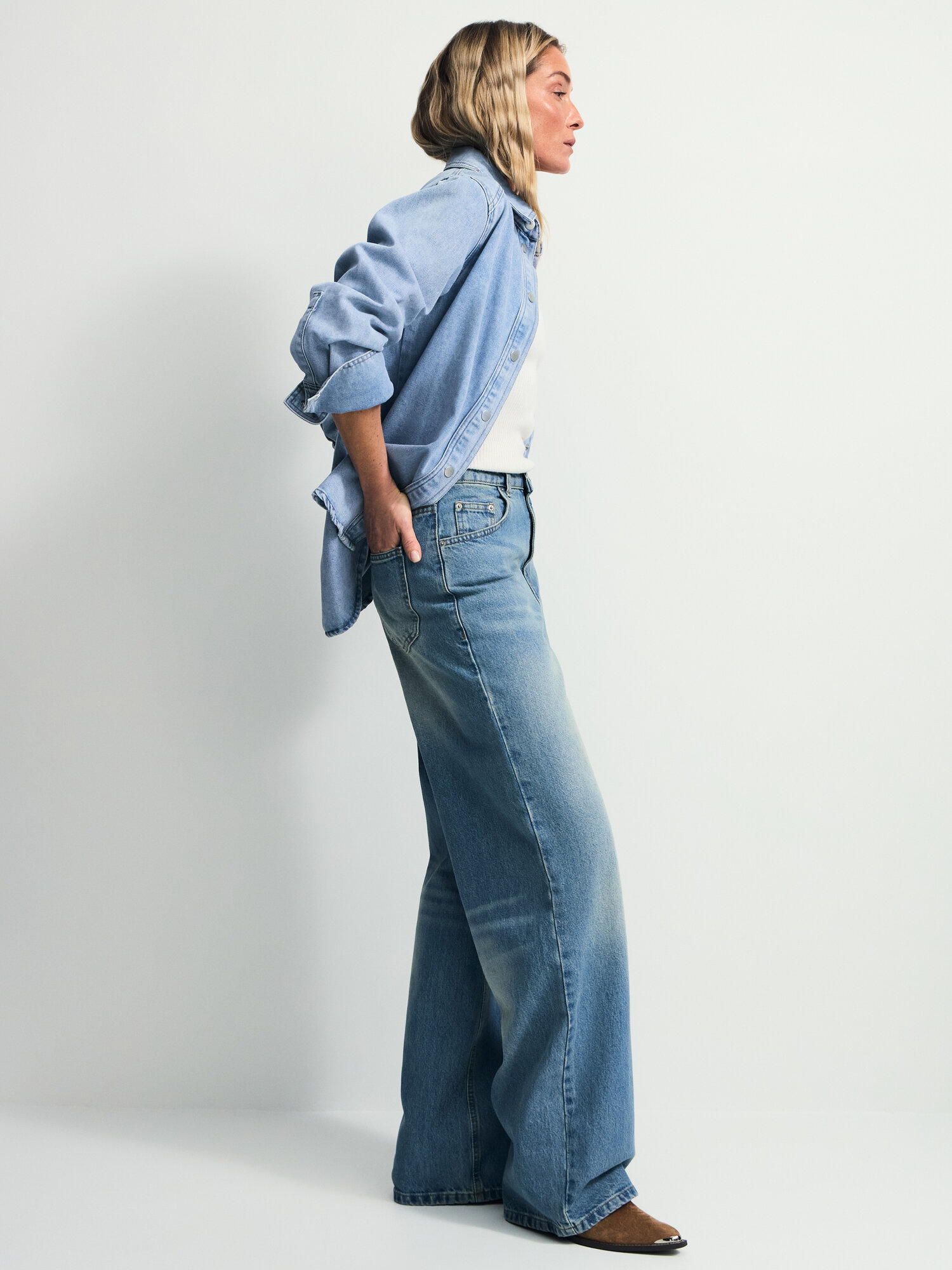 Джинсы широкие wide leg 