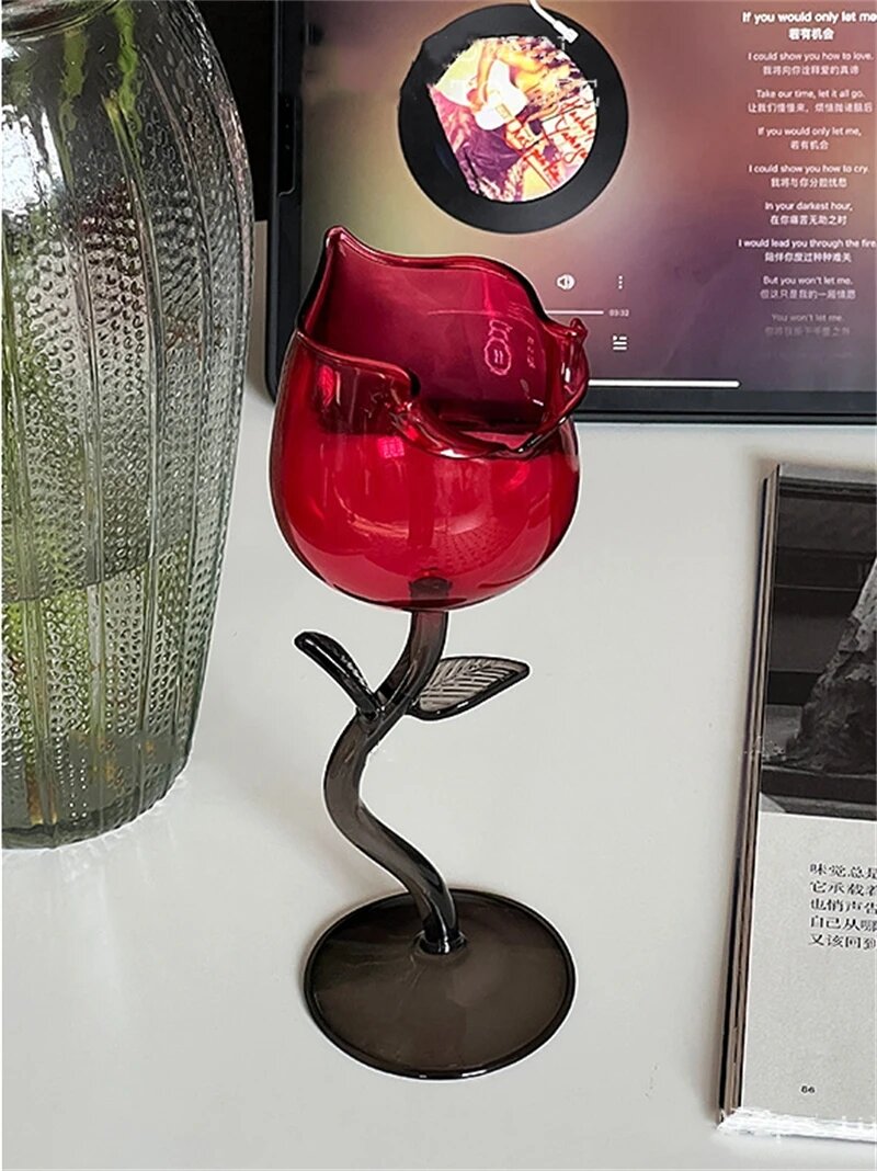 Черно-зеленые стеклянные бокалы для красного вина Black