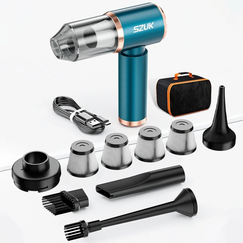 SZUK новый автомобильный пылесос, мощная беспроводная чистящая машина, мощный всасывающий мини-портативный пылесос для автомобиля и дома пылесос автомобильный пылесос беспроводной автомобильный мини пылесос, Blue 4hapa bag