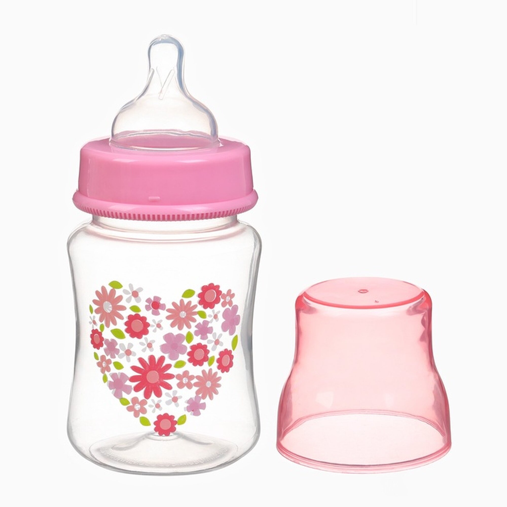 Бутылочка для кормления M&B, широкое горло, Ø50мм, от 0 мес,180мл, цвет розовый