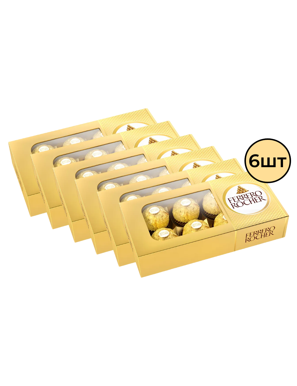 Конфеты Ferrero Rocher из молочного шоколада с лесным орехом 75 г 6 шт