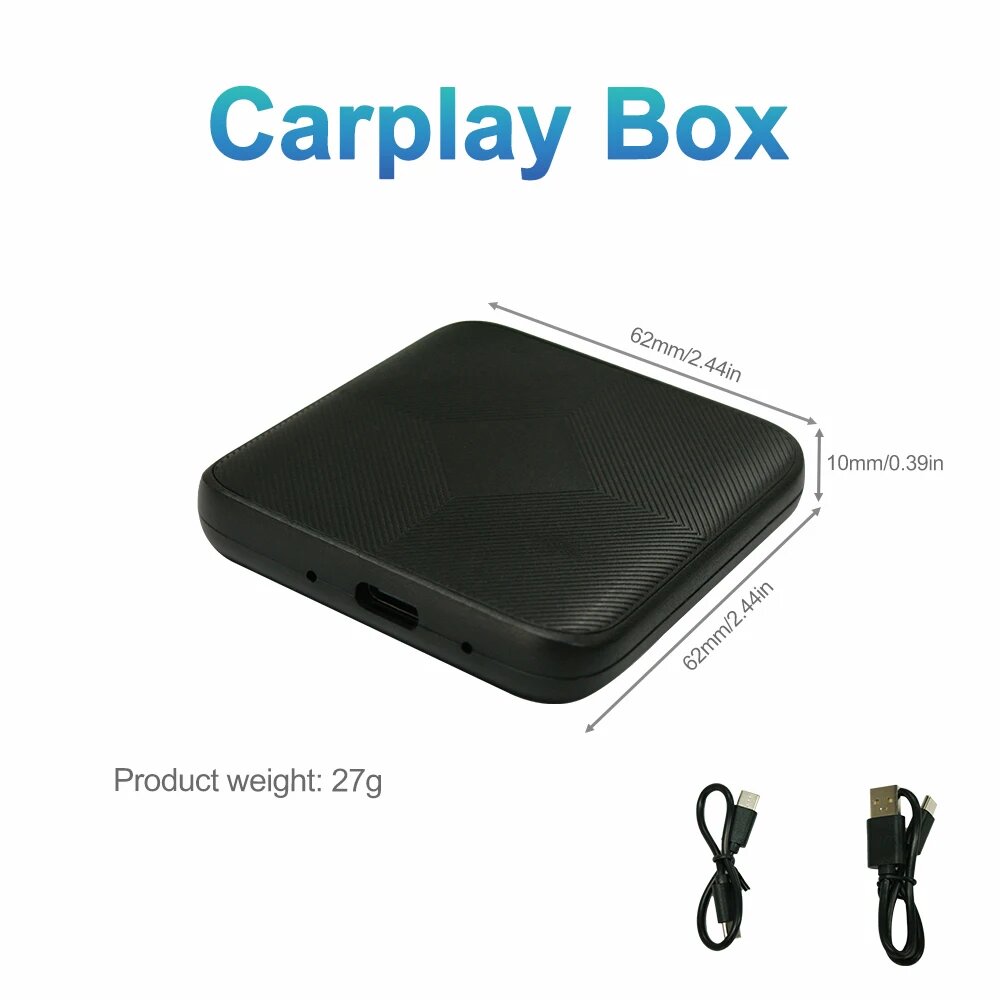 WRWD Новый 2 в 1, мини-беспроводной Carplay Ai Box Plug & Play BT Wi-Fi, проводной к беспроводному адаптеру Apple Android, автомобильный ключ