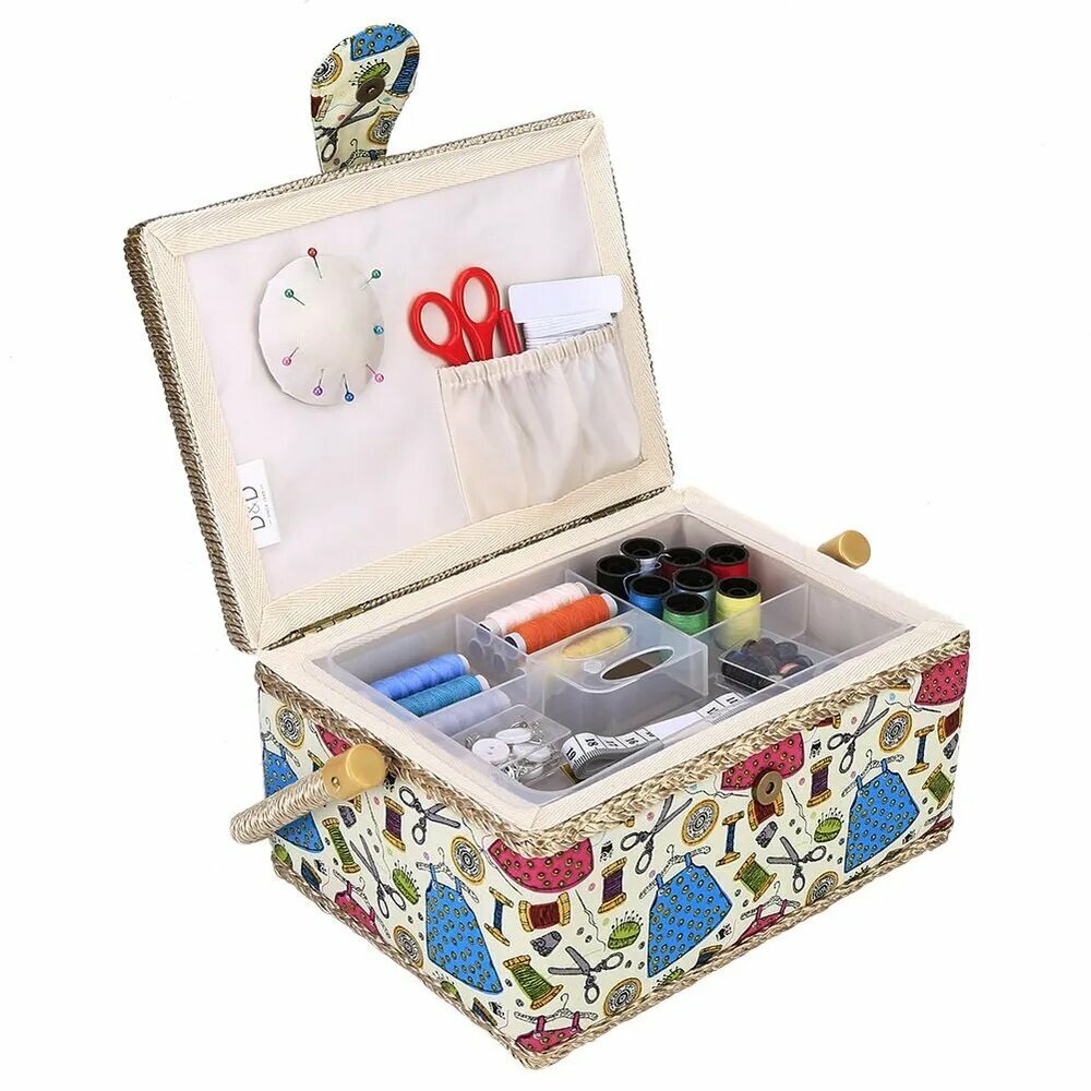 Корзина для шитья Оранжевая иголка и нитка Зеленая игла и нитки