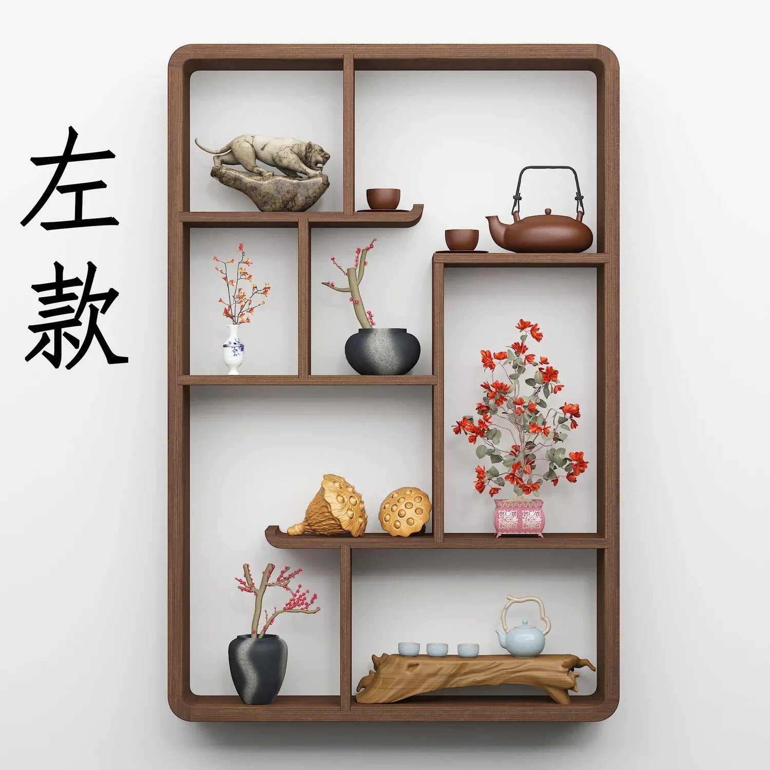 Деревянная настенная полка для чайников