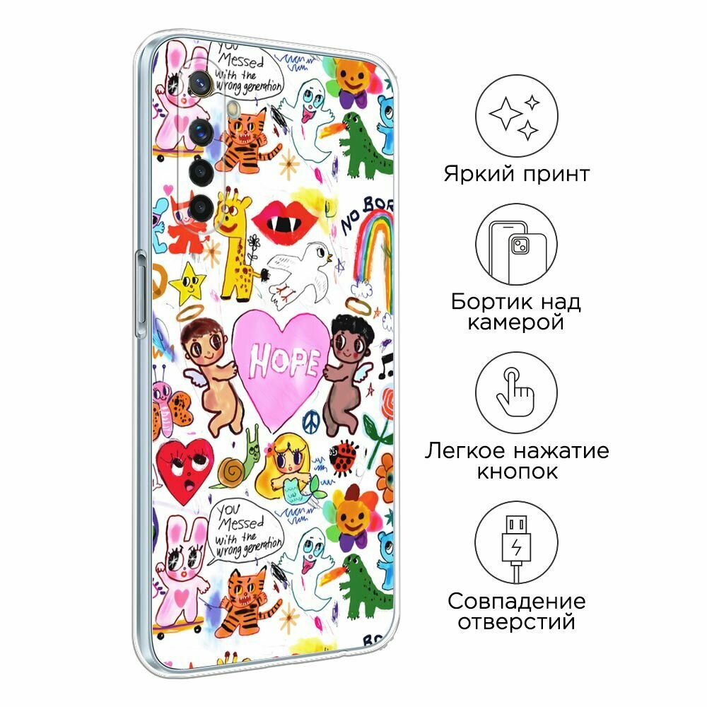 Силиконовый чехол на Realme 6 / Реалми 6 с принтом "Милые рисунки" — фото 1
