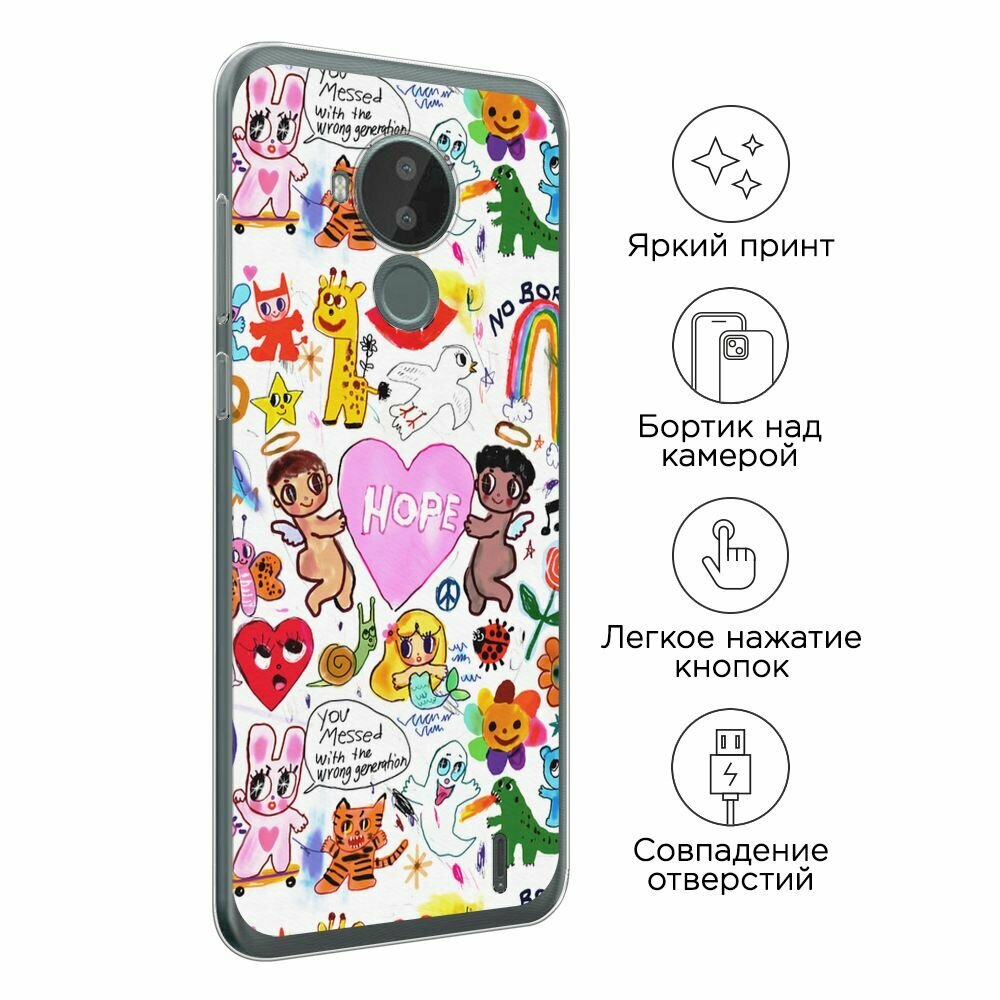 Силиконовый чехол на Nokia C30 / Нокия C30 с принтом "Милые рисунки" — фото 1