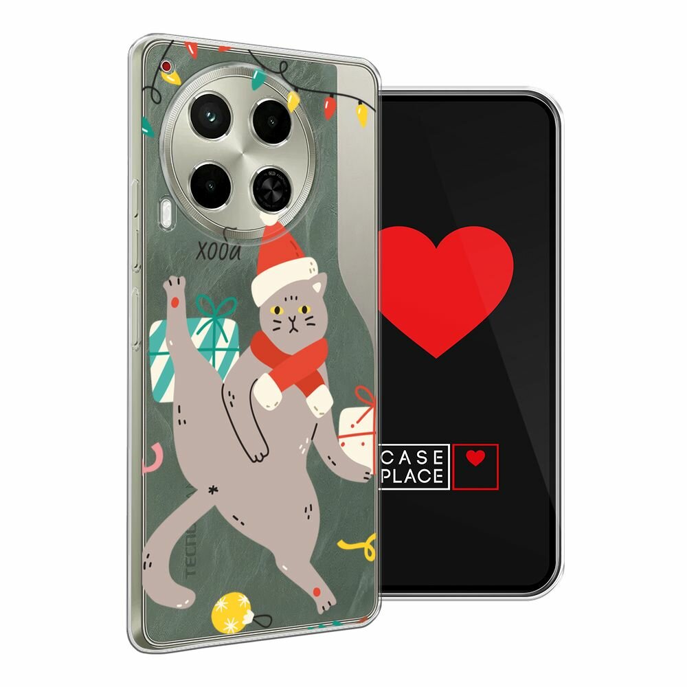 Чехол на Tecno Camon 30 5G / Текно Камон 30 5G с принтом Новогоднее хоба, прозрачный — фото 1