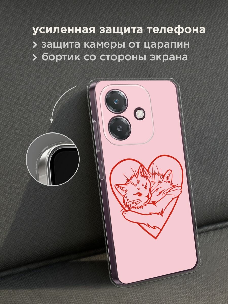 Чехол на Oppo A3/A3x / Оппо А3/A3x с принтом "Влюблённые котики рисунок 1 - 14 февраля" — фото 1