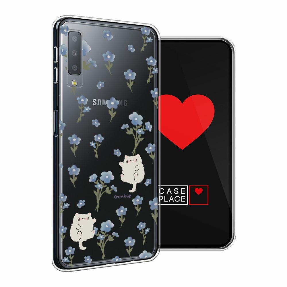 Чехол на Samsung Galaxy A7 2018 / Самсунг Галакси А7 2018 с принтом "Gentle cats", прозрачный — фото 1