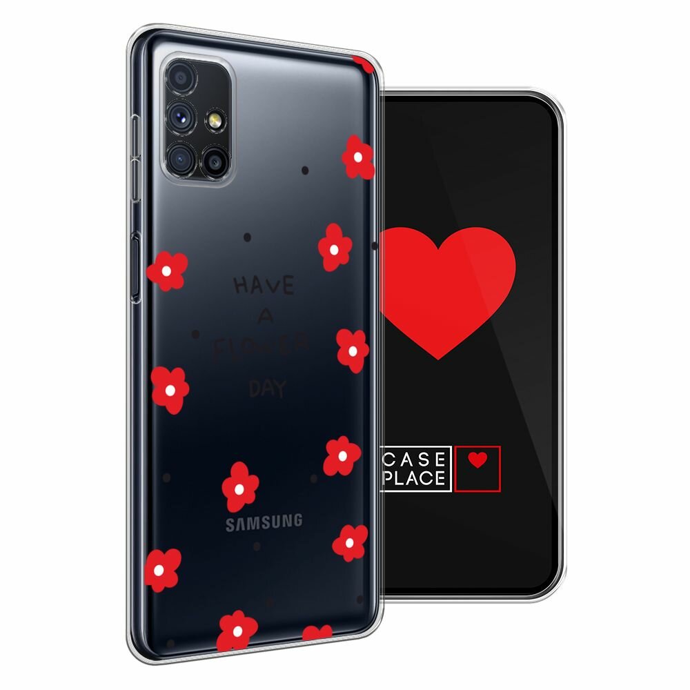 Чехол на Samsung Galaxy M51 / Самсунг Галакси М51 с принтом "Have a flower day 2", прозрачный — фото 1