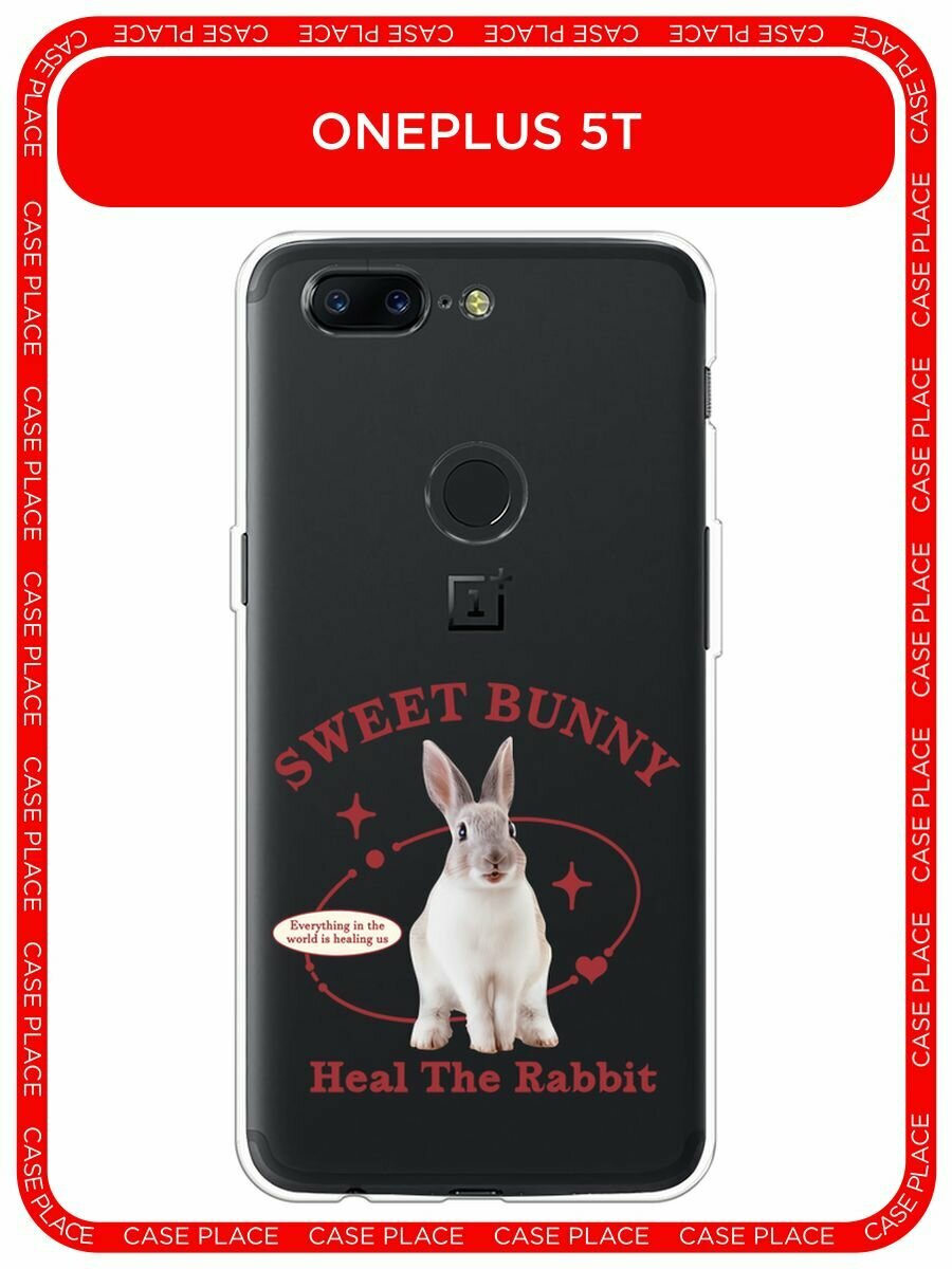 Чехол на OnePlus 5T / ВанПлюс 5Т с принтом "Heal the rabbit", прозрачный
