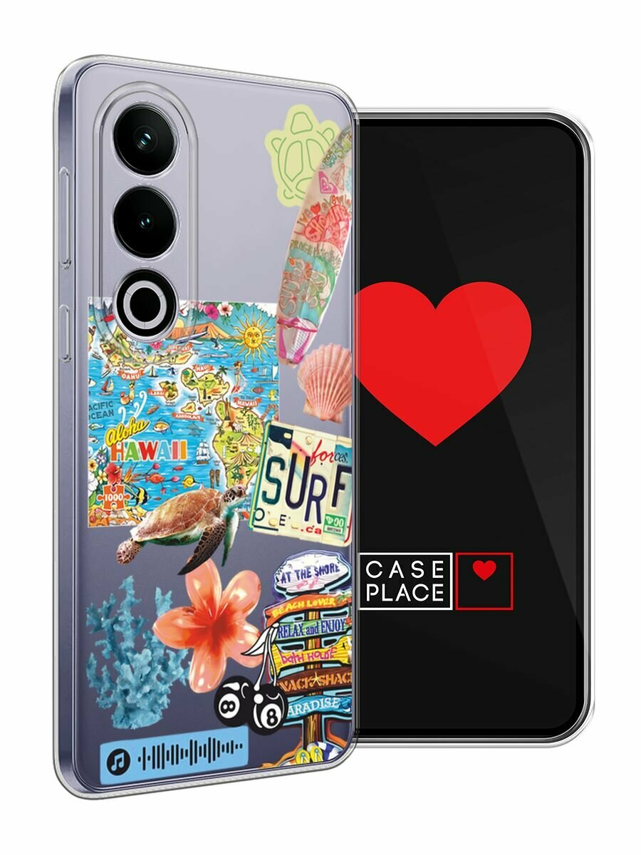 Чехол на Oneplus Ace 3V / Ван Плас Эйс 3V с принтом "Summer collage", прозрачный — фото 1