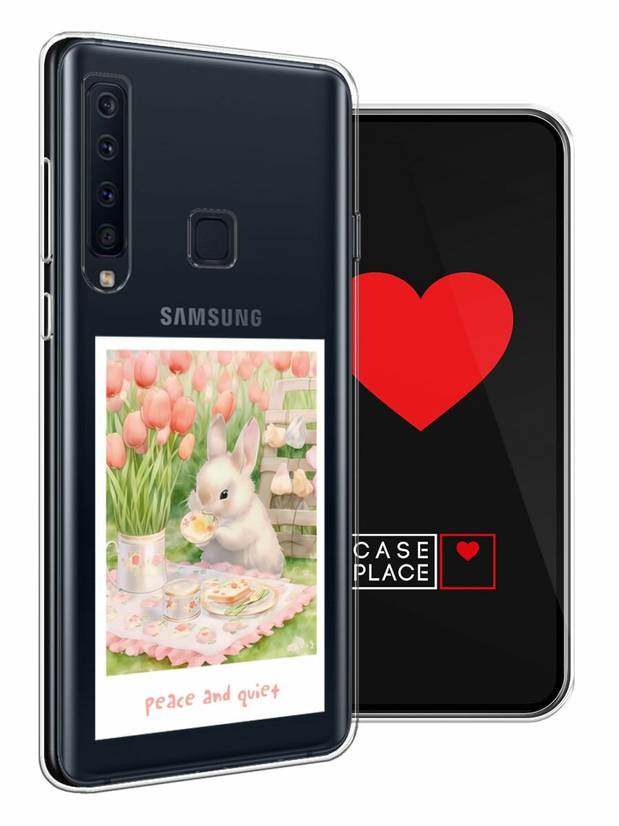 Чехол на Samsung Galaxy A9 2018 / Самсунг Галакси А9 2018 с принтом "Кролик на пикнике", прозрачный — фото 1