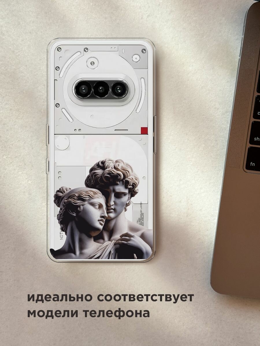 Чехол на Nothing Phone 3a / Нотинг Фон 3а с принтом "Нежные скульптуры - 14 февраля", прозрачный — фото 1
