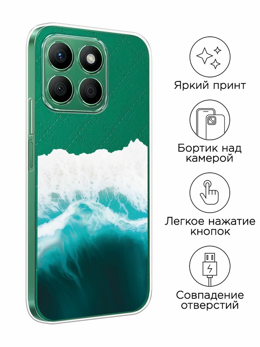 Чехол на Honor X8B / Хонор X8B с принтом "Большая волна", прозрачный — фото 1