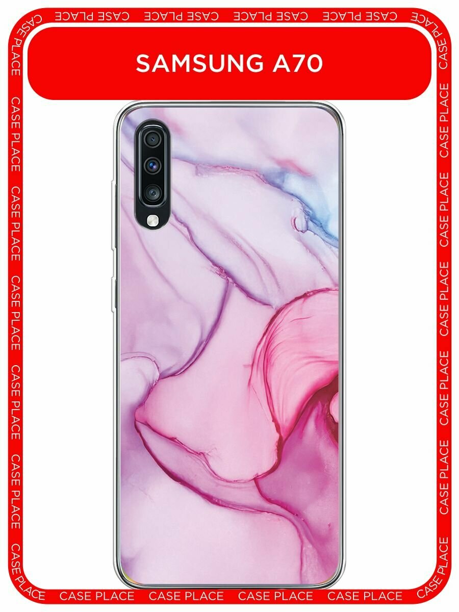 Чехол на Samsung Galaxy A70 / Самсунг Галакси А70 с принтом "Розовые мраморные разводы"