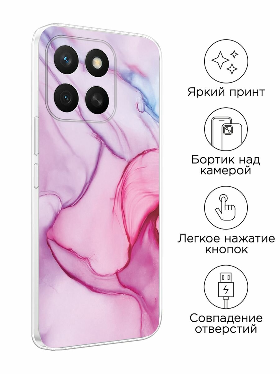 Чехол на Honor X8c / Хонор X8c с принтом "Розовые мраморные разводы" — фото 1