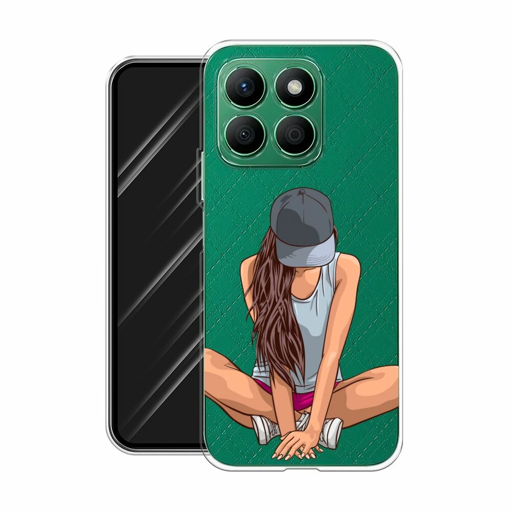 Чехол на Honor X8B / Хонор X8B с принтом Девушка в кепочке, прозрачный — фото 1