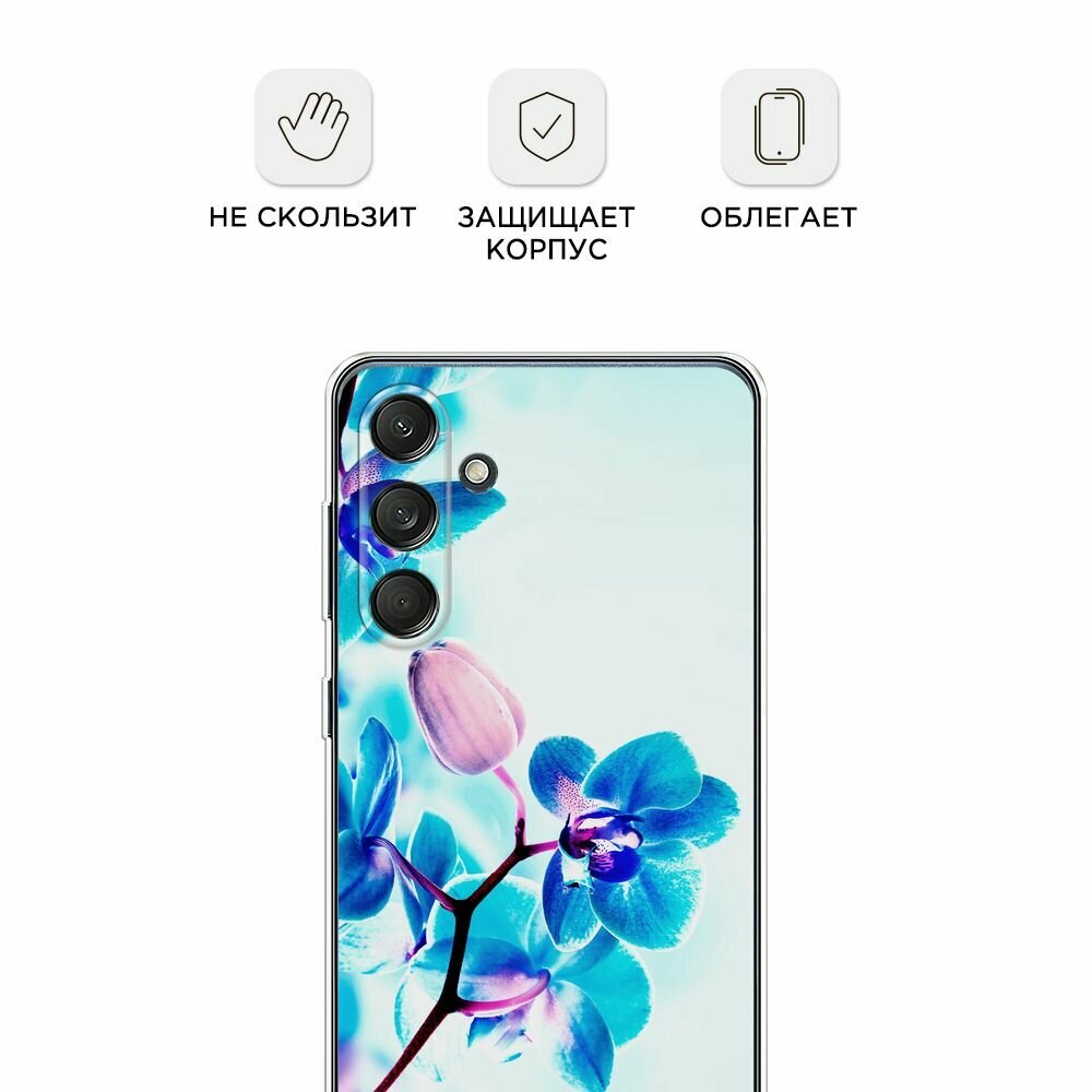 Чехол на Samsung Galaxy M55 / Самсунг M55 с принтом "Голубая орхидея" — фото 1
