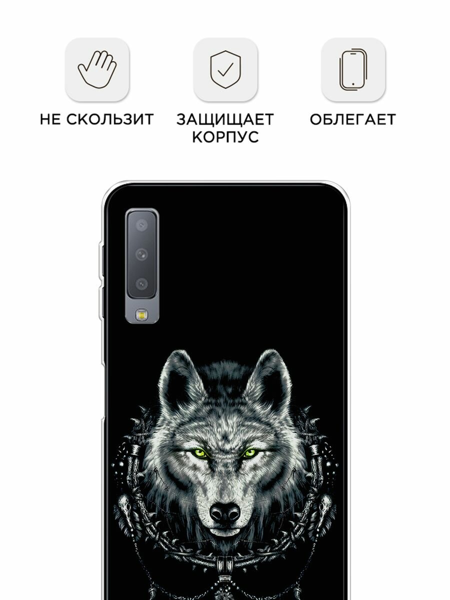 Чехол на Samsung Galaxy A7 2018 / Самсунг Галакси А7 2018 с принтом "Волк оберег" — фото 1