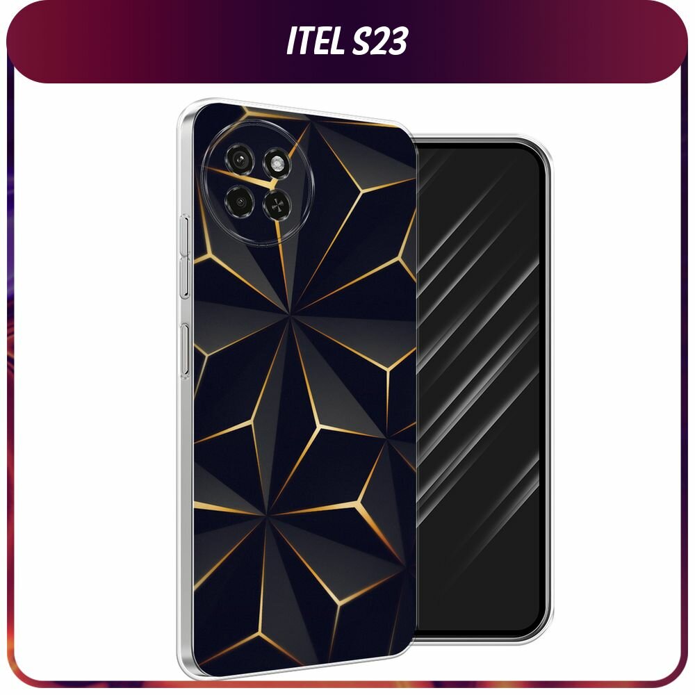 Силиконовый чехол на Itel S23 / Ител S23 с принтом "Черные полигоны"