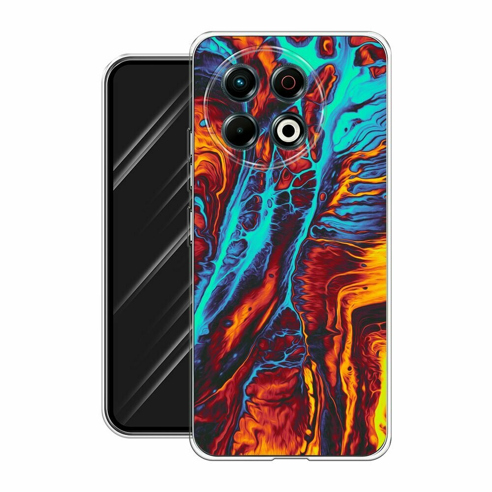 Чехол на Tecno Spark 30 Pro / Текно Спарк 30 Про с принтом Желто-голубой флюид — фото 1