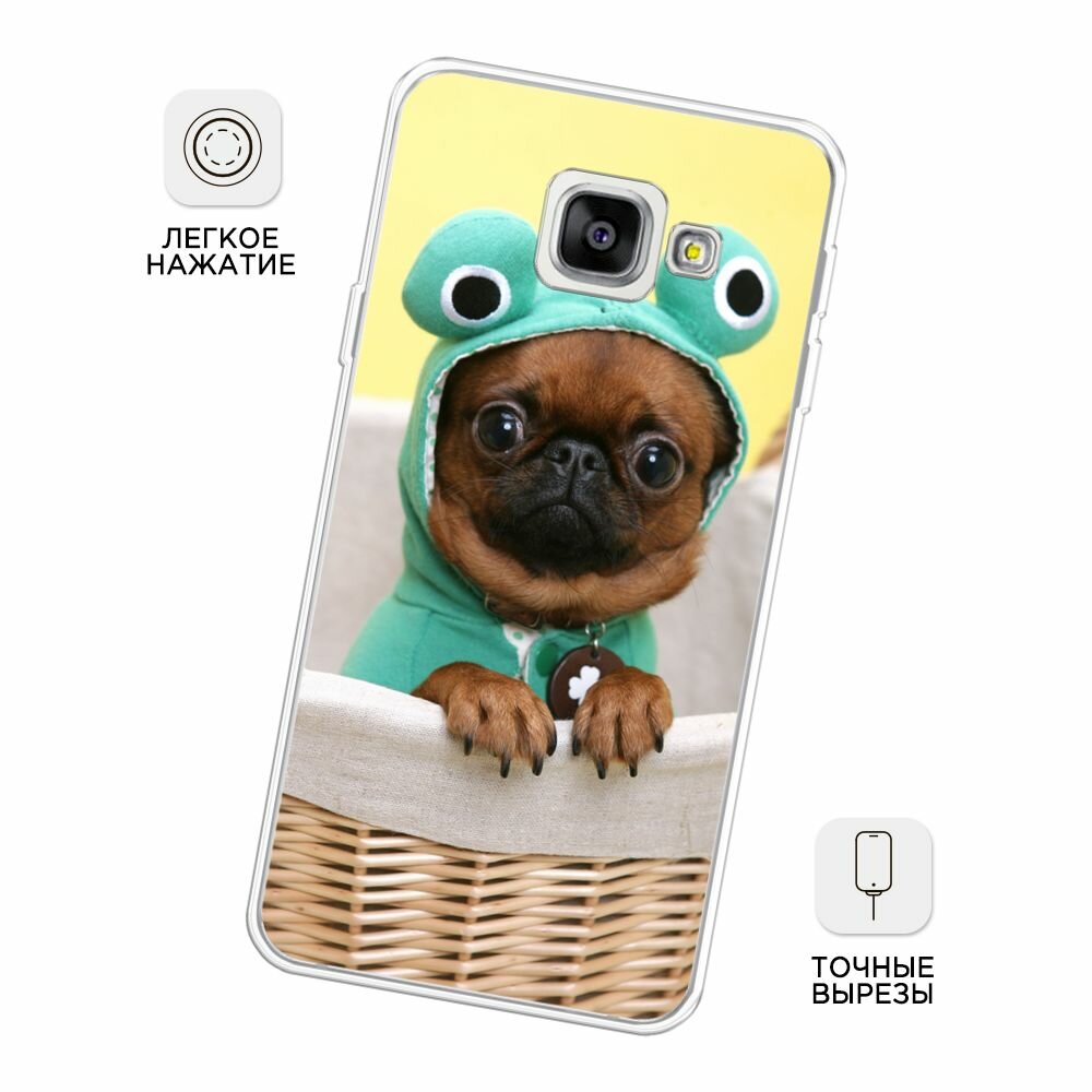 Чехол на Samsung Galaxy A3 2016 / Самсунг Галакси А3 2016 с принтом "Собачка в шапке лягушки" — фото 1