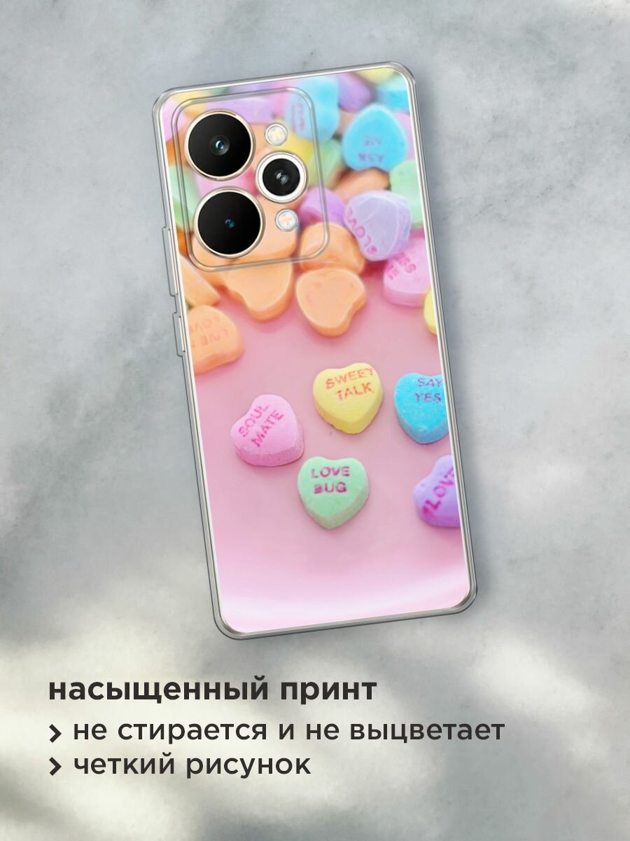 Чехол на Realme 15 Pro / Реалми 15 Про с принтом "Конфетки сердечки 2" — фото 1