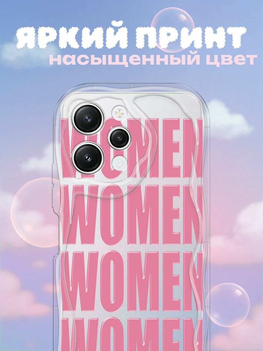 Чехол на Xiaomi Redmi 12 / Редми 12 с принтом WOMEN 2, прозрачный — фото 1
