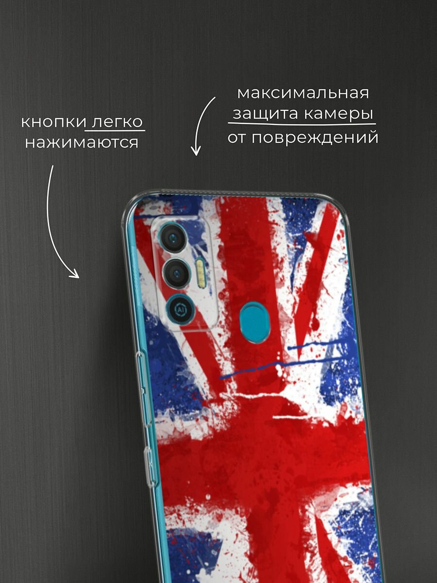Чехол на Tecno Spark 7 / Техно Спарк 7 с принтом "Флаг Великобритании 2" — фото 1