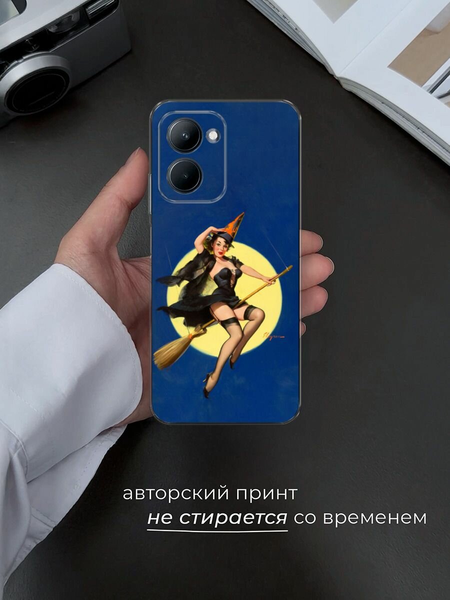 Силиконовый чехол на Realme C33 / Реалми С33 с принтом "Pin-Up Witch" — фото 1