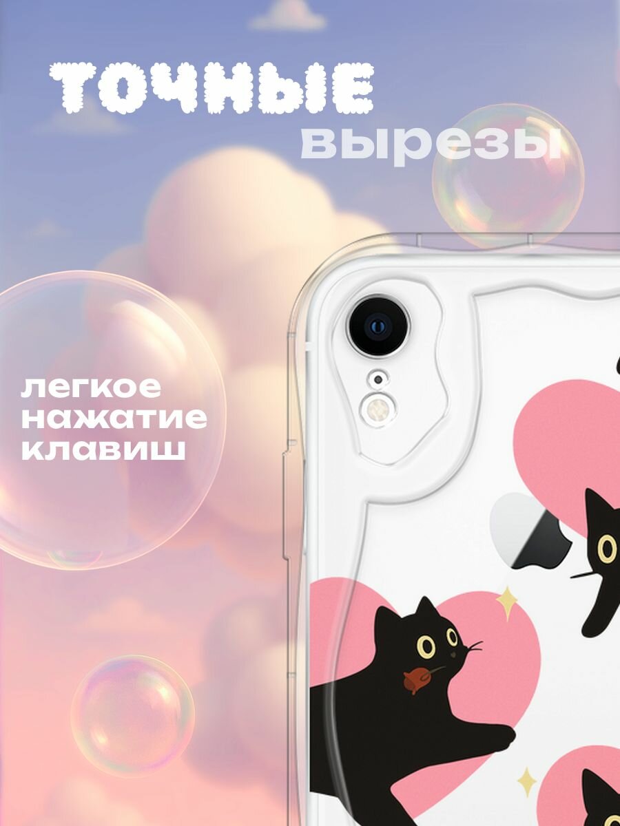 Чехол на Apple iPhone XR / Айфон XR с принтом "Котики с розой" — фото 1