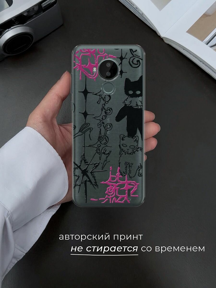 Чехол на Nokia C30 / Нокия C30 с принтом "Готические котики" — фото 1