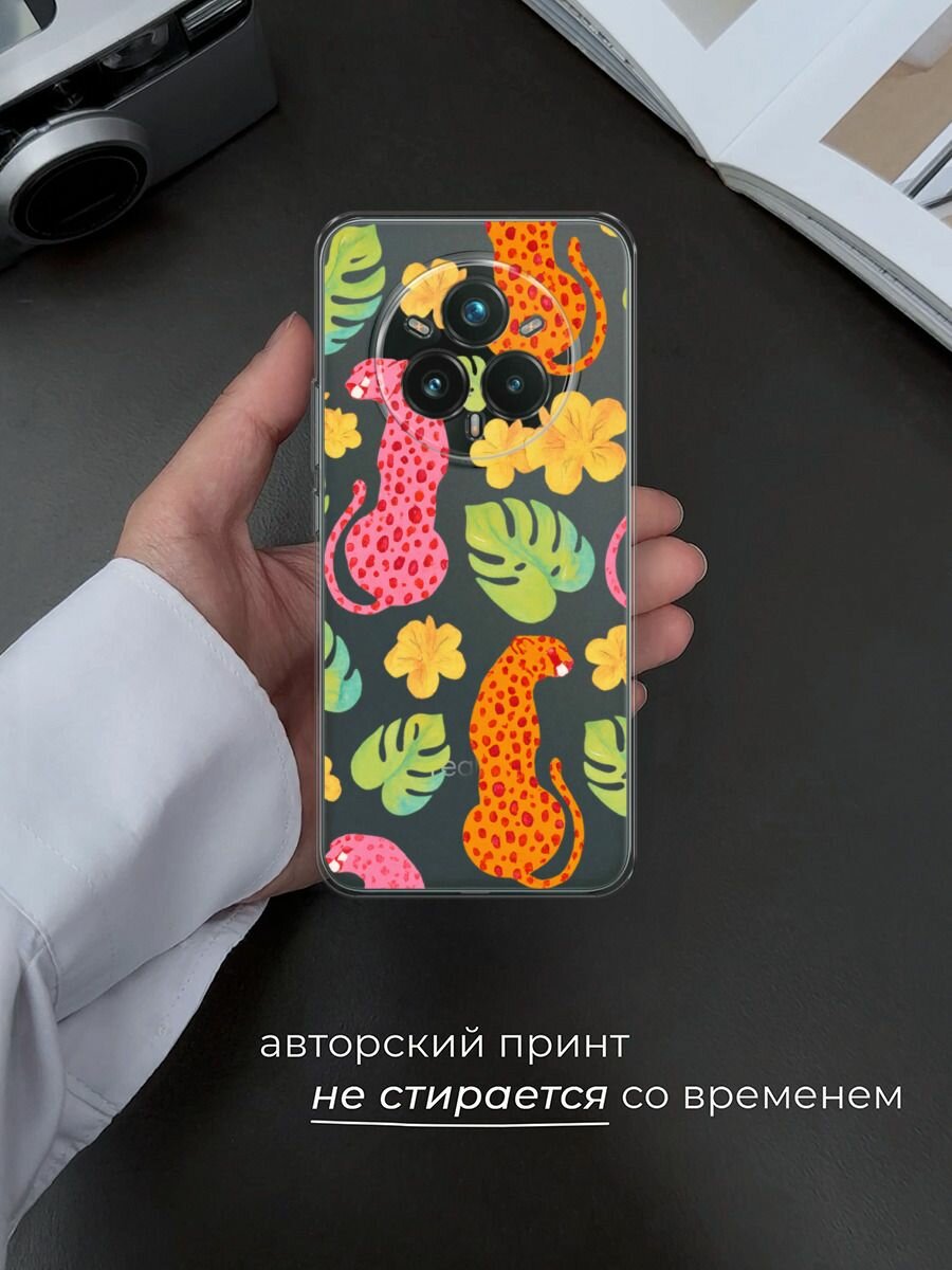 Чехол на Realme 14 Pro / Реалми 14 Про с принтом "Экзотика", прозрачный — фото 1