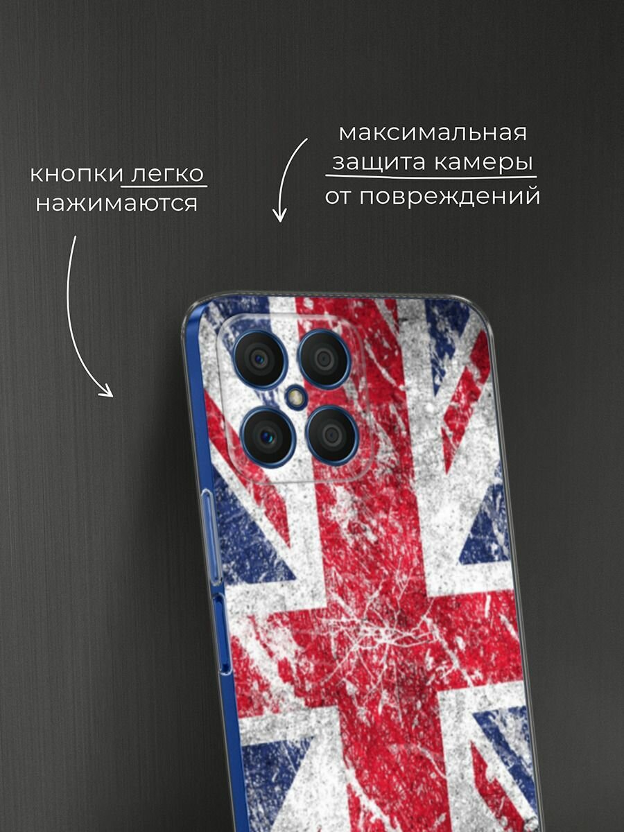 Силиконовый чехол на Honor X8 / Хуавей X8 с принтом "Флаг британский" — фото 1